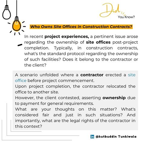 Kutbuddin Tunkiwala On Linkedin Who Owns Site Offices In Construction Contracts