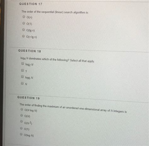Solved Question 17 The Order Of The Sequential Linear