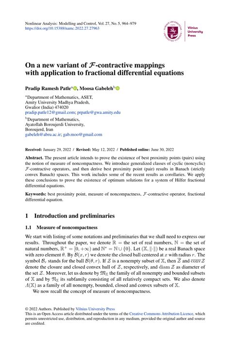 Pdf On A New Variant Of F Contractive Mappings With Application To Fractional Differential