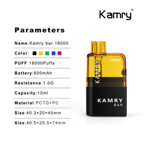 Kamry Bar Empty Pod 18000 Puffs 10ml Capacity Refillable Disposable E