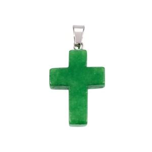 Colgante Cruz De Jade Verde Esotergia Tienda