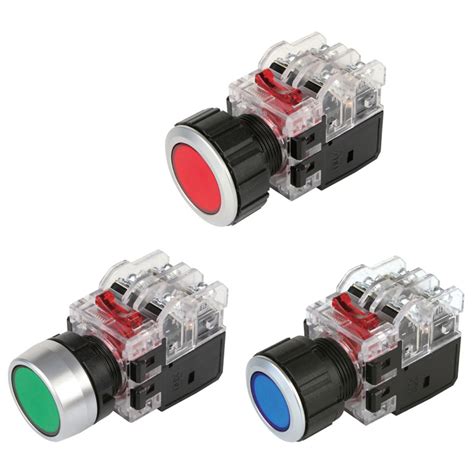 Illuminated Push Button Switch With Aluminum Guard Hanyoung Mrx Series