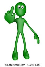 Green Guy Shows His Middle Finger Stock Illustration 102254002
