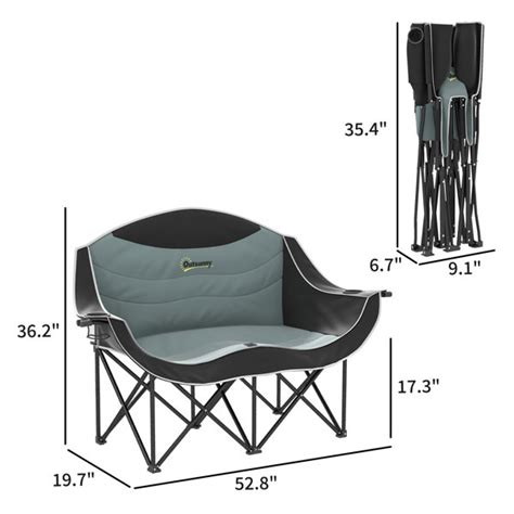 Outsunny Double Camping Chair For Adults Padded Folding Camp Chair For