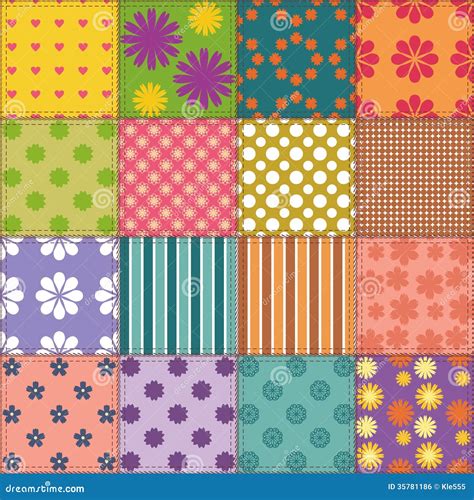 Patchwork Background With Different Patterns Royalty Free Illustration