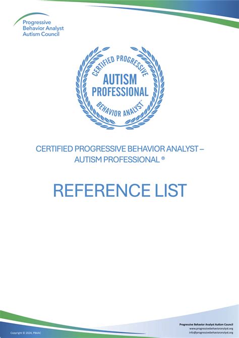 Cpba Ap Reference List Progressive Behavior Analyst®