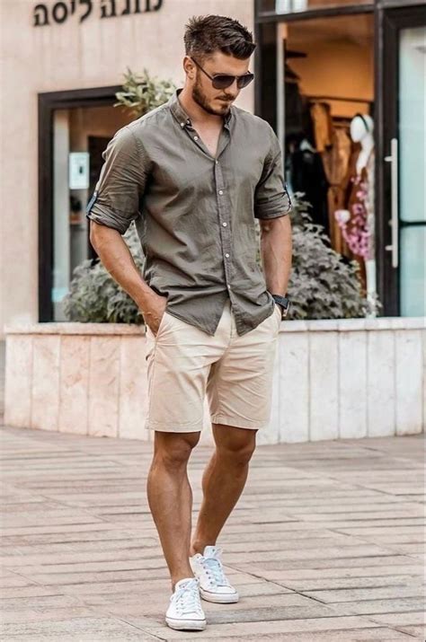 Summer Outfit Cream Shorts With Grey Shirt Mens Fashion Casual