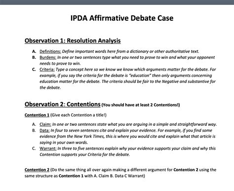 Solved Using The Ipda Aff Debate Case Actions Te Solutioninn