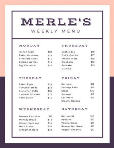 Best Simple Breakfast Menu Templates