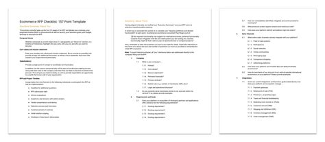 Rfp Checklist Template