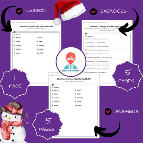 Printable Christmas Grammar Root Word And Suffix Worksheets For Grades