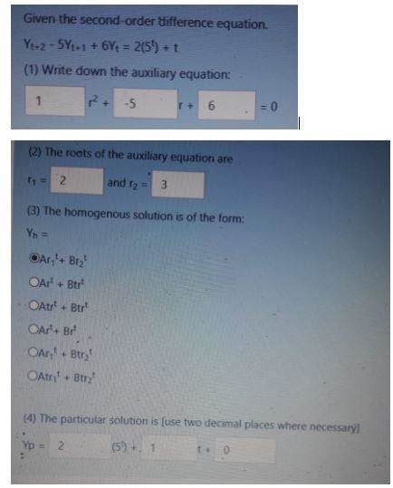 Solved Given The Second Order Difference Equation