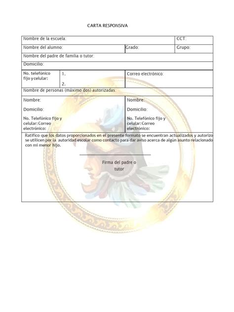 Carta Responsiva Escolar Completa Pdf