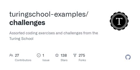 Github Turingschool Exampleschallenges Assorted Coding Exercises