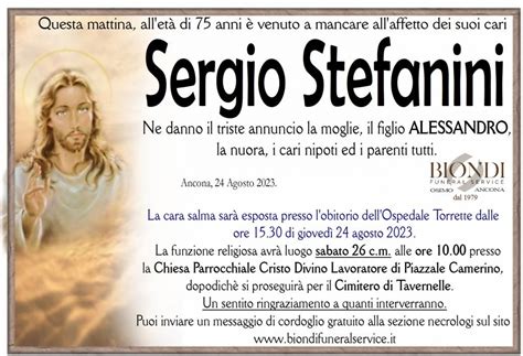 Necrologi Osimo Sergio Stefanini Onoranze Funebri Naof