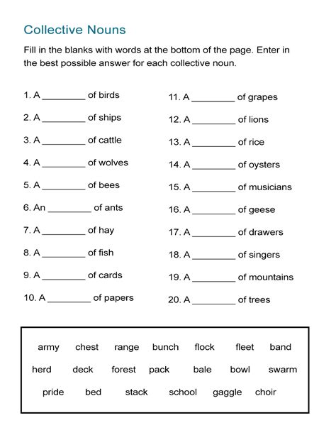 Collective Nouns Worksheet Grade 5 Noun Worksheets