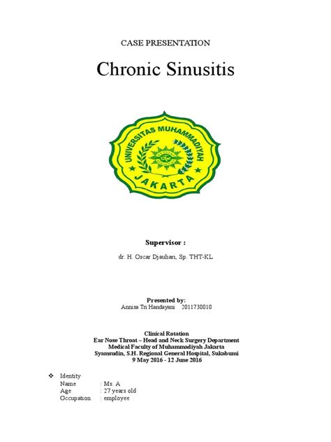 Case Sinusitis Kronik Pdf Human Head And Neck Medical Specialties