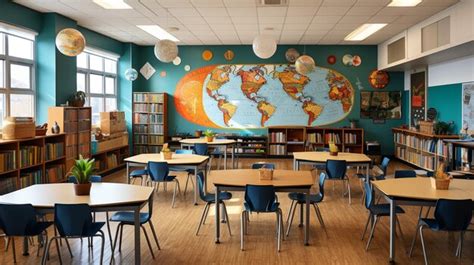 Premium Photo A Classroom Decorated With Educational Posters Background