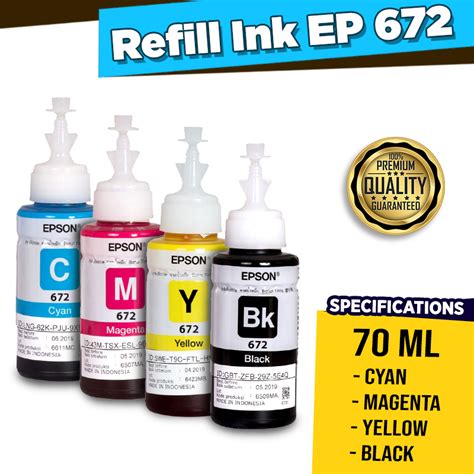 Epson Original Ink 672 70ml For L313 L130 L301 L360 L565