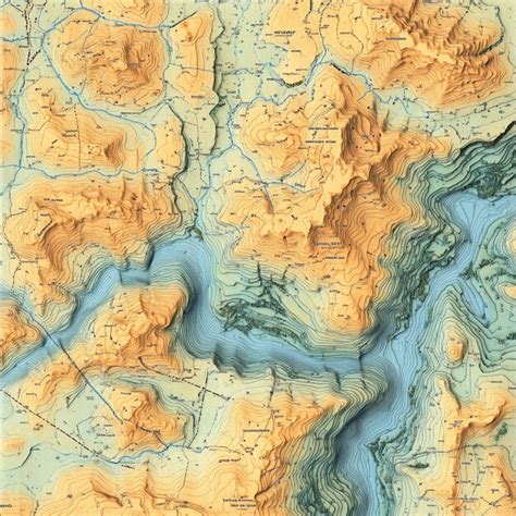 A Topographic Map Showing River Systems And Watershed Boundaries