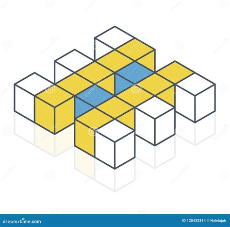 Abstract Cube Vector Shape Outlined Isometric Brand Of Scientific