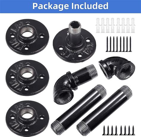 Pipe Shelf Brackets 2 Pack Industrial Black Pipe Shelf Brackets Wall Mounted Metal Rustic L