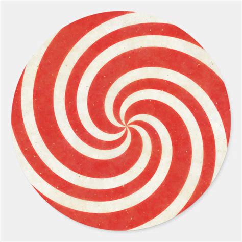 Red And White Dizzy Candy Swirl Classic Round Sticker Zazzle