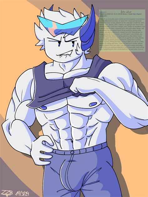 Rule 34 34 Big Pecs Biting Lip Biting Own Lip Blue Horns Bulge Kapifunnycat Male Only Muscles