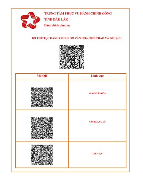 Ứng Dụng Mã Qr Code Bộ Thủ Tục Hành Chính Sở Văn Hóa Thể Thao Và Du Lịch