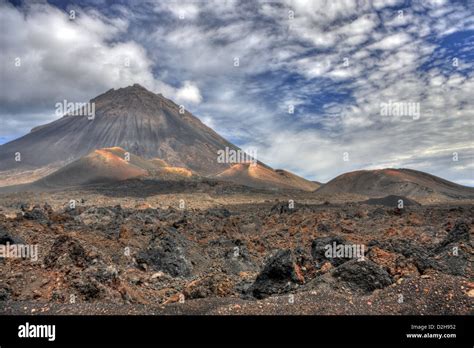 Pico Do Fogo Volcano In Cha Das Caldeiras On The Island Of Fogo Cape