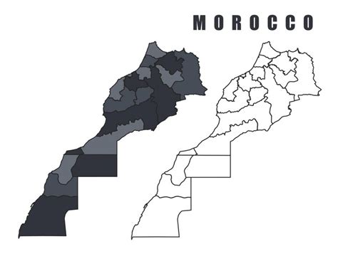 Morocco Country Map Flat Vector Outline Illustration Set Premium Vector