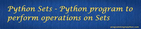 Set Operations In Python Programming In Python