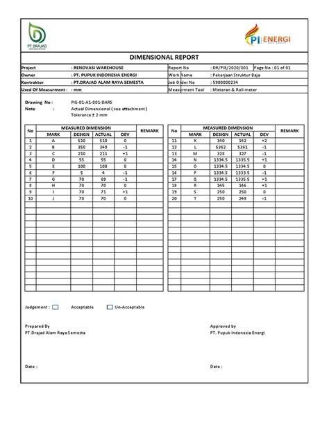 Dimensional Report Pdf Engineering Tolerance Metalworking