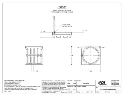 12 Standard Grate Assembly Nyloplast Detail