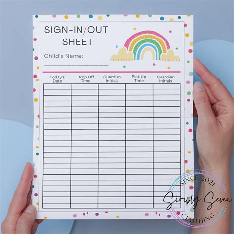 Printable Sign Out Sheet Free