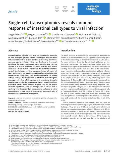 Pdf Single‐cell Transcriptomics Reveals Immune Response Of Intestinal