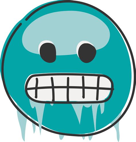 Cold Emoji Freezing Emoticon Icy Blue Face With Gritted Teeth