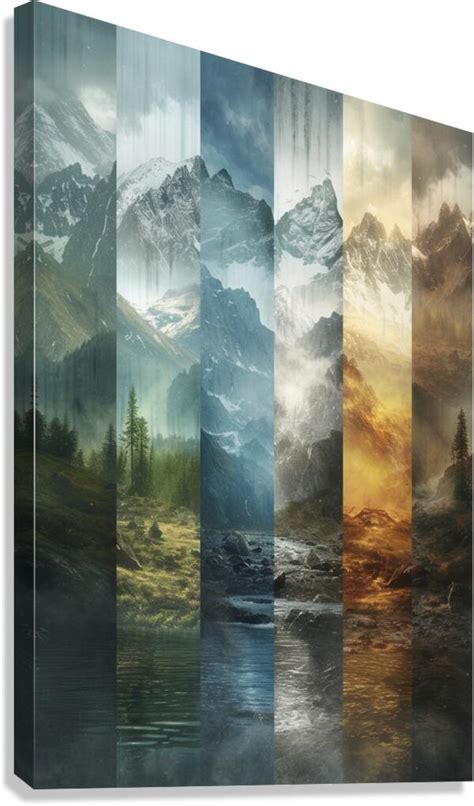 Vertical Segmented Of Abstract Landscapes By Maxleron Wall Art