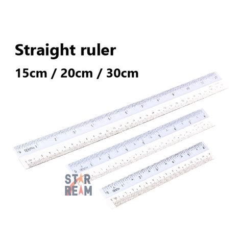 15 20 30cm Half White Straight Plastic Ruler Flexible Pembaris Plastik Office School Use