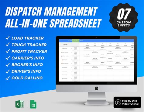 Freight Dispatch Management Spreadsheet Load Tracker Truck And Finance