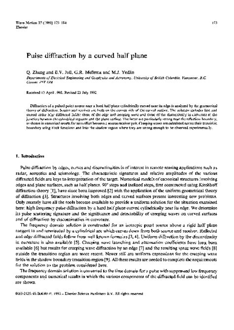 Pdf Pulse Diffraction By A Curved Half Plane