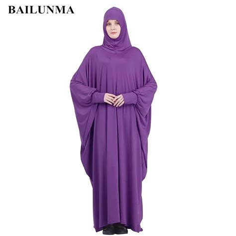 패션 이슬람 의상 여성 Hijab 드레스 전체 커버 후드 아바야 긴 드레스 이슬람 Jilbab 라마단 옷 M XXL 이슬람 의류 AliExpress