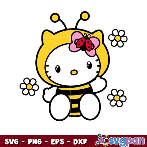 Cute Bee Hello Kitty Design Svg Hello Kitty Character Svg Svgpan