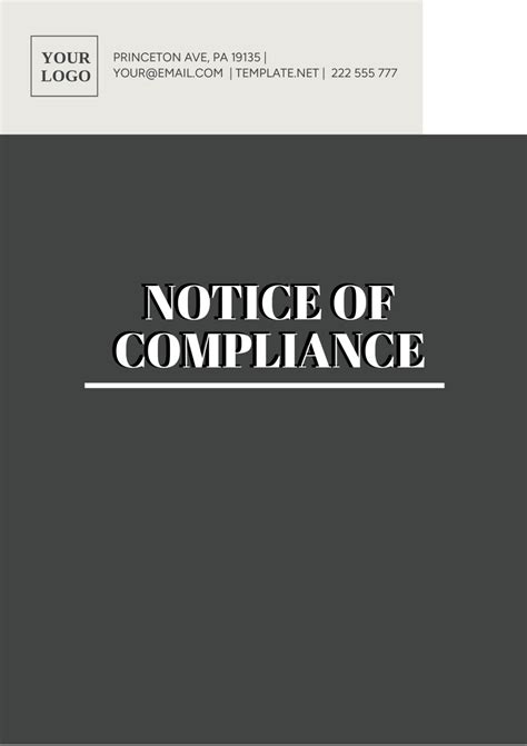 Free Notice Of Compliance Template To Edit Online