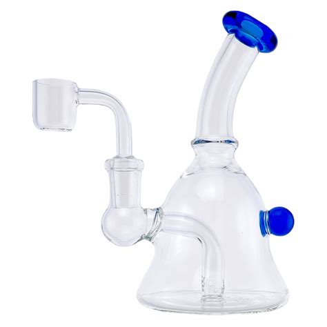 Mini Bell Shape Dab Rig With Blue Mouthpiece And Marble