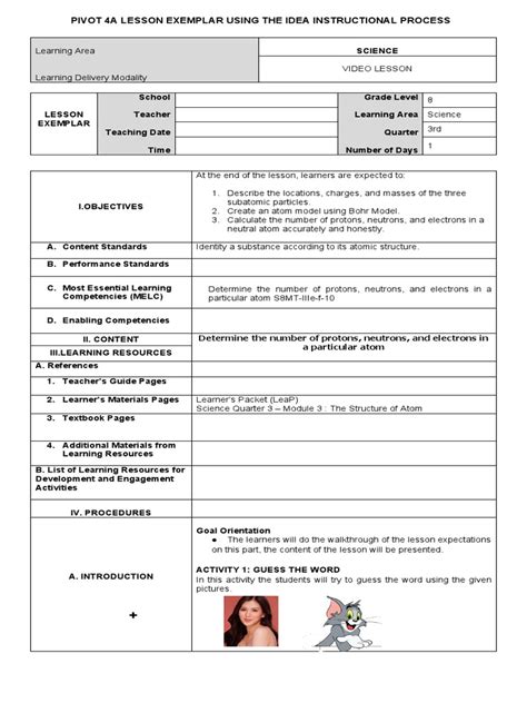 Modeling Atoms A Hands On Lesson Using The Bohr Model To Determine The Subatomic Composition Of