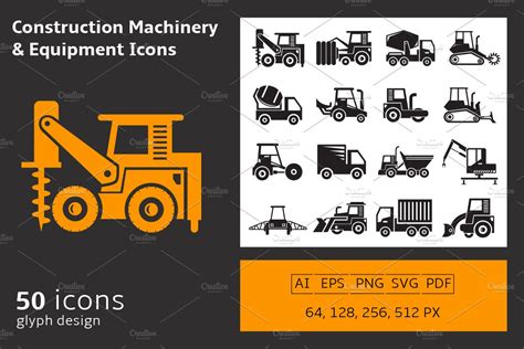 Construction Machine Equipment Icons Masterbundles