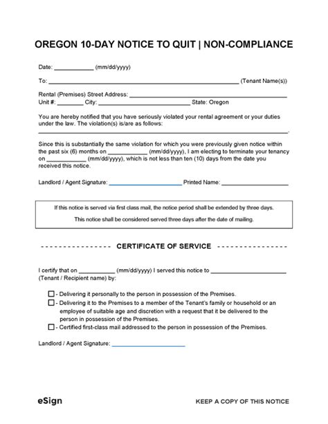 Free Oregon Eviction Notice Templates 6 Pdf Word