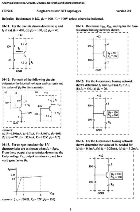 SOLVED Analytical Exercises Circuits Devices Networks And MicroElectronics CDNuE Single