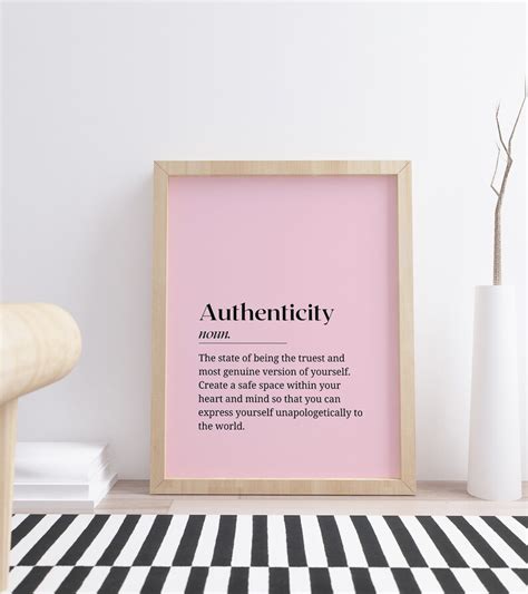 Authenticity Definition Print Pink Printable Wall Art Instant Digital